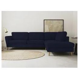 Ecksofa Home Affaire "MARSEILLE 278/202 cm, L-Form, Ottom. rechts/links" Sofas Gr. B/H/T: 278cm x 88cm x 202cm, Flachgewebe, Ottomane rechts, blau mit Massivholzbeinen aus Eiche, verschiedene Bezüge und Farbvarianten