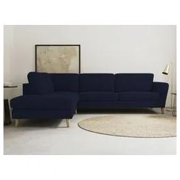 Ecksofa Home Affaire "MARSEILLE 278/202 cm, L-Form, Ottom. rechts/links" Sofas Gr. B/H/T: 278cm x 88cm x 202cm, Flachgewebe, Ottomane links, blau mit Massivholzbeinen aus Eiche, verschiedene Bezüge und Farbvarianten