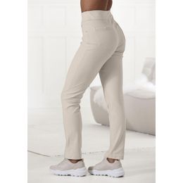 H.I.S. H.I.S Damen Schlupfhose, Gr. 32, beige, Obermaterial: 70% Baumwolle, 25% Polyester, 5% Elasthan, unifarben, Basic, Hosen, in Jeans Optik, Loungewear