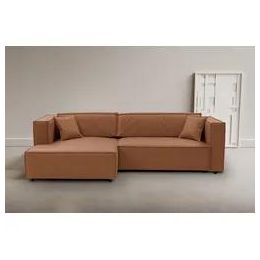 Ecksofa Inosign "Atlanta" Sofas Gr. B/H/T: 280cm x 76cm x 147cm, Kunstleder, Ottomane links, Ottomane links, orange Design Ecksofa mit hohem Komfort, Schlaffunktion & Bettkasten