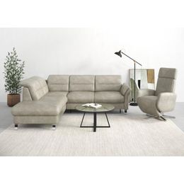 Sit & More Ecksofa SIT & MORE, B:247cm H:85cm T:222cm, grau, Wohnzimmer, Sofas, "Grenoble L-Form mit Federkern", wahlweise mit Bettfunktion, Bettkasten, Arm-