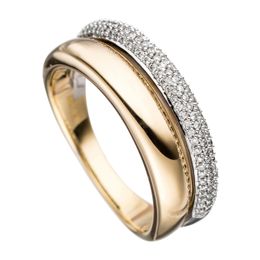 Jobo Damen Diamantring "Ring mit 101 Diamanten", 52, SI = kleine Einschlüsse, Diamanten Gelbgold 585 Weißgold 585, gelb, Diamanten, Gelbgold 585,