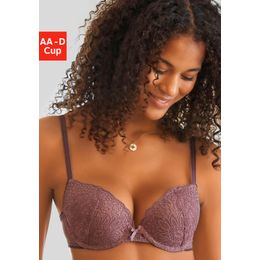 Vivance Damen Push-up-BH, Gr. 85, rosa, Microtouch, Obermaterial: 60% Polyamid, 35% Polyester, 5% Elasthan, BHs, rundherum mit floraler Spitze,