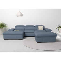 Ecksofa Home Affaire, B:286cm H:73cm T:174cm, blau, Luxus-Microfaser Lederoptik (100% Polyester);Luxus-Microfaser ALTARA NUBUCK (100%