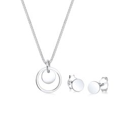 Elli Damen Schmuckset "Rund Plättchen Kette Ohrstecker 925 Silber", onesize, ohne Stein, silber, Silber 925 (Sterlingsilber), Schmuck_Sets