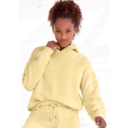 Buffalo Damen Hoodie, Gr. 32, gelb, Sweatware, Obermaterial: 60% Baumwolle, 40% Polyester, bedruckt, unifarben, Basic, Sweatshirts, Kapuzensweatshirt