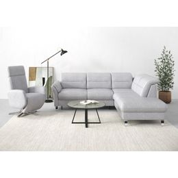 Sit & More Ecksofa SIT & MORE, B:247cm H:85cm T:222cm, silber, Wohnzimmer, Sofas, "Grenoble L-Form mit Federkern", wahlweise mit Bettfunktion, Bettkasten, Arm-