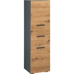 Midischrank Inosign, B:38cm H:130cm T:35cm, grau, Spanplatte, Badezimmer, Schränke, "Skara", verstellbarer Einlegeböden hinter jeder Tür, Breite 38