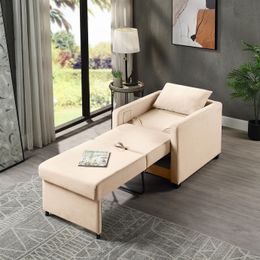 Relaxsessel, B:74cm H:89cm T:89cm, beige, ATLANTIC HOME COLLECTION, Wohnzimmer, Sessel, "Jerry", mit Bettfunktion, als Gästebett und inkl. Kissen
