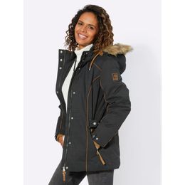 Casual Looks Damen Steppjacke, schwarz, Gr. 18, unifarben, 50% Polyester, 37% Baumwolle, 13% Polyamid, Kunstpelz:80% Polyacryl, 20% Polyester, Jacken