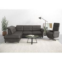 Sit & More Ecksofa SIT & MORE, B:247cm H:85cm T:222cm, grau, Wohnzimmer, Sofas, "Grenoble L-Form mit Federkern", wahlweise mit Bettfunktion, Bettkasten, Arm-