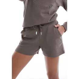 Damen Sweatshorts, BENCH. LOUNGEWEAR, Gr. 36, grau, Sweatware, Obermaterial: 60% Baumwolle, 40% Polyester, bestickt, unifarben, Hosen, mit