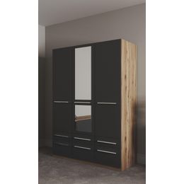 Kleiderschrank Priess, B:140cm H:193cm T:54cm, schwarz, Holzwerkstoff, Schlafzimmer, Schränke, "Schrank Garderobe Wäscheschrank Barcelona in 5