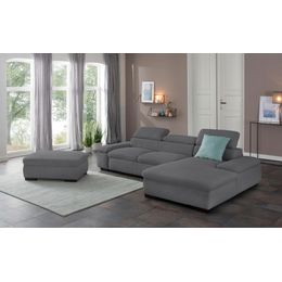Ecksofa Home Affaire, B:286cm H:73cm T:174cm, grau, 90% Polyester, 10% Polyamid;Luxus-Microfaser ALTARA NUBUCK (100% Polyester);Luxus-Microfaser