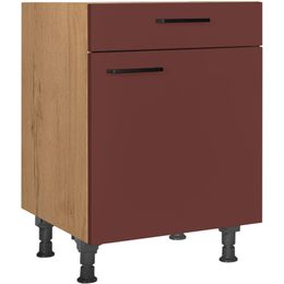 Unterschrank Nobilia, B:60cm H:87cm T:58,3cm, rot, K&uuml;che, Schr&auml;nke, ""Easytouch", Ausrichtung w&auml;hlb., vormontiert, in den Breiten 30, 45 &", 60 cm