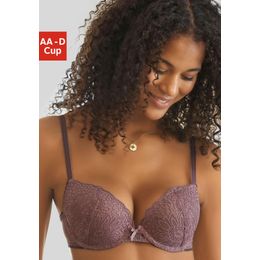 Vivance Damen Push-up-BH, Gr. 85, rosa, Microtouch, Obermaterial: 60% Polyamid, 35% Polyester, 5% Elasthan, BHs, rundherum mit floraler Spitze,