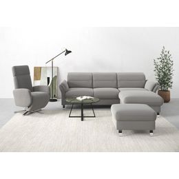 Sit & More Ecksofa SIT & MORE, B:251cm H:85cm T:161cm, grau, Sofas, "Grenoble L-Form mit Federkern", wahlweise mit Bettfunktion, Bettkasten, Arm- und