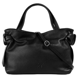 Samantha Look Damen Henkeltasche, schwarz, Leder, leicht glänzend, unifarben, Taschen, echt Leder, Made in Italy