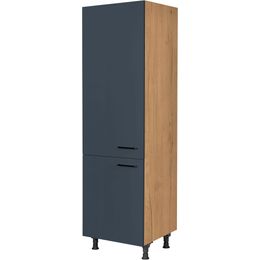 K&uuml;hlumbauschrank Nobilia, B:60cm H:216,6cm T:58,3cm, blau, Schr&auml;nke, ""Easytouch", mit zwei T&uuml;ren und zus&auml;tzlichem Einlegeboden", vormontiert,