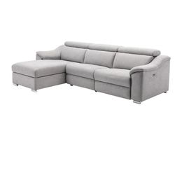 Vente-unique - Ecksofa mit elektrischer Relaxfunktion pedrera - Stoff - Hellgrau - Ecke links