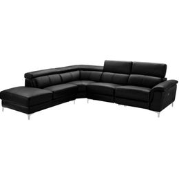 Vente-unique - Relaxsofa Leder Ecksofa elektrisch - Ecke Links - Schwarz - sitia