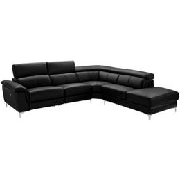 Vente-unique - Relaxsofa Leder Ecksofa elektrisch - Ecke Rechts - Schwarz - sitia