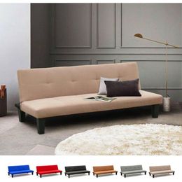 MODUS SOFÀ 2- Sitzer Mikrofasersofa Klappsofa Schlafsofa mit Onyx-Füßen für Wohn- und Gästezimmer Farbe: Beige