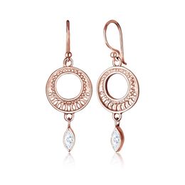 Paar Ohrhänger Elli Premium "Ornament Zirkonia Marquise 925 Sterling Silber" Ohrringe Gr. mit Steinen, Silber 925 (Sterlingsilber), rosegold (rosegold, weiß) Damen