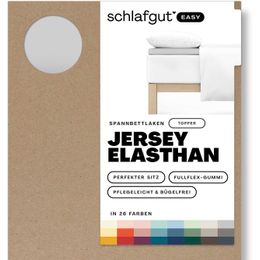 Spannbettlaken Schlafgut "EASY Jersey Elasthan Topper" Laken Gr. B/L: 180-200cm x 200-220cm, Jersey, 180-200 x 200-220cm 10cm, grau (grau light) MADE IN GREEN by OEKO-TEX