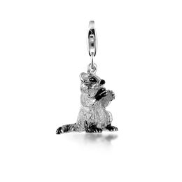 Charm-Einhänger NENALINA "Bär Anhänger Emaille Tier 925 Silber" Charms Gr. ohne Stein, silberfarben (silber) Damen