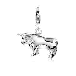 Charm-Einhänger NENALINA "Anhänger Sternzeichen Stier Taurus 925 Silber" Charms Gr. ohne Stein, silberfarben (silber) Damen