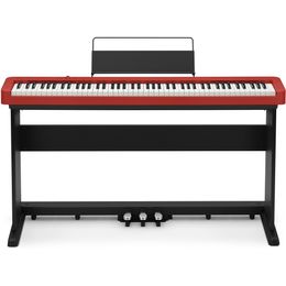 Digitalpiano Casio "CDP-S160RD", rot (rot, schwarz), Tasteninstrumente, B/H: 132cm x 75cm, mit Stativ und Pedaleinheit, B:132cm H:75cm