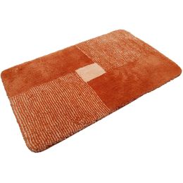 Badematte HOMIE LIVING "San Piero" Badematten Gr. rechteckig (70cm x 120cm), Polyester, orange (terracotta) Badteppich, kuschelig weich, uni, waschbar, Badezimmerteppich