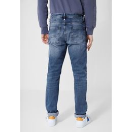 Slim-fit-Jeans Street One MEN Gr. 38, Länge 34, blau (real blau random bleach), Herren, Jeans, 93% Baumwolle, 5% Polyester, 2% Elasthan, unifarben, Jeans 5-Pocket-Jeans, 5-Pocket-Style