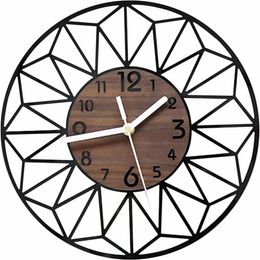 Shining House - Acryl-Holz-Wanduhr, 40 cm, geräuschlos, nicht tickend, für Wohnzimmer, Schlafzimmer, Küche, Büro, große Holz-Wanduhr, modern,