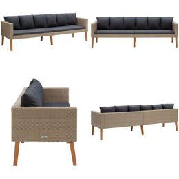 3-Sitzer-Gartensofa mit Auflagen Poly Rattan Beige - Gartensofa - Gartensofas - Home & Living - Beige