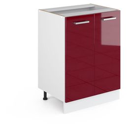 Unterschrank R-Line, Bordeaux Hochglanz, 60 cm mit Türen, ohne Arbeitsplatte VICCO