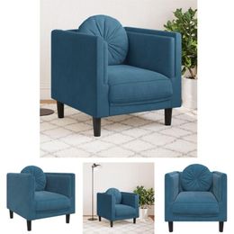 Sessel mit Kissen Blau Samt - Sofas - Blau - The Living Store