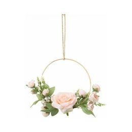 Cyslmuk - Rosa) Hoop-Hochzeitskranz-Wandblumen, dekorativer Kranz, künstliche Blumengirlanden, runde Rahmengirlande für DIY-Arrangements,