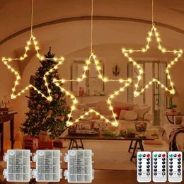 2er-Pack] Weihnachtsstern-Lichter für den Außenbereich, 60 LED-Weihnachtsstern-Lichter, batteriebetriebene Dekoration für Innenbalkon,