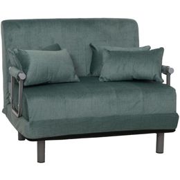 Schlafsessel HHG 690, Klappsessel Schlafsofa Gästebett, Liegefläche 190x100cm, Stoff Chenille (370g/m²) blau-grün