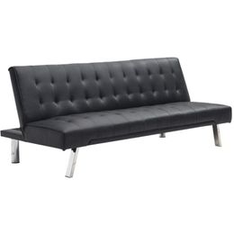 Vente-unique - Schlafsofa Klappsofa - Kunstleder - Schwarz - guillaume ii