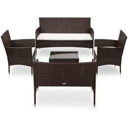 vidaXL - 5-tlg. Garten-Lounge-Set mit Auflagen Poly Rattan Braun