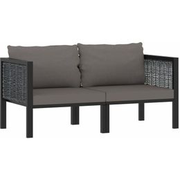 vidaXL - 2-Sitzer-Sofa mit Auflage Anthrazit Poly Rattan