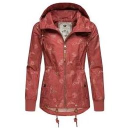 Outdoorjacke Ragwear "Danka Leaves" Gr. M (38), rosa Damen Jacken stylische Übergangsjacke mit Print und Kapuze