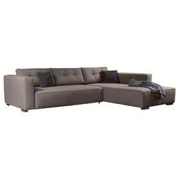 Ecksofa Tom Tailor HOME "HEAVEN CHIC M" Sofas Gr. B/H/T: 282cm x 85cm x 221cm, Struktur fein TBO, Recamiere rechts, mit Bettfunktion-mit Bettkasten, braun (soft tbo 22) aus der COLORS COLLECTION, wahlweise mit Bettfunktion & Bettkasten