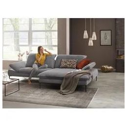 Ecksofa W.Schillig "enjoy&MORE" Sofas Gr. B/H/T: 294cm x 87cm x 185cm, Chenille-Flachgewebe R66, Recamiere rechts, mit Kopfteilverstellung-mit Armlehnenverstellung-mit Sitztiefenverstellung, grau (dolphin r66) Sitztiefenverstellung, Füße schwarz pulverbeschichtet, Breite 294 cm