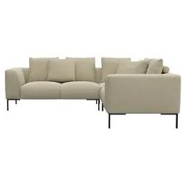 Ecksofa FLEXLUX "Sava, gleichschenklig, bequem mit hohem Sitzkomfort" Sofas Gr. B/H/T: 285cm x 94cm x 285cm, Chenille, Schenkel rechts, 2,5 Sitzer-Ecke -2,5 Sitzer, beige (sandy beige) Taschenferderkern-Sitz mit Kaltschaum, lose Rücken- & Dekokissen