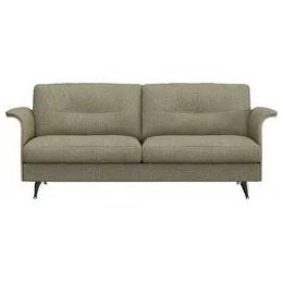 2,5-Sitzer FLEXLUX "Glow Sofa, Couch" Sofas Gr. B/H/T: 191cm x 81cm x 91cm, Bouclé, Armlehnen in Walnuss, grün (fall grün) Premium-Sitz: Kaltschaum & Federkern, Arml. Walnuss, Fuß Alu