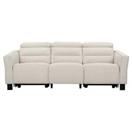 3-Sitzer Places of Style "Carpari, 224cm, manuelle od. elektrische Relaxfunktion in 2 Sitzen" Sofas Gr. B/H/T: 224cm x 97cm x 100cm, Webstoff, manuelle Relaxfunktion auf linker und rechter Seite, beige (creme) mit USB, Kopfteilverstellung, Echtleder, Kunstleder, Webstoff